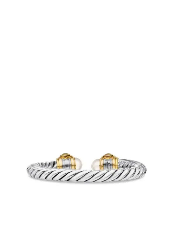 David Yurman 18kt Yellow Gold And Sterling Renaissance Pearl And Diamond Ring - Silver