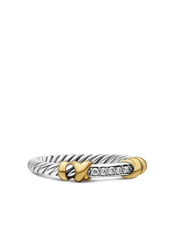 David Yurman 18kt Yellow Gold And Sterling Diamond Ring - Silver