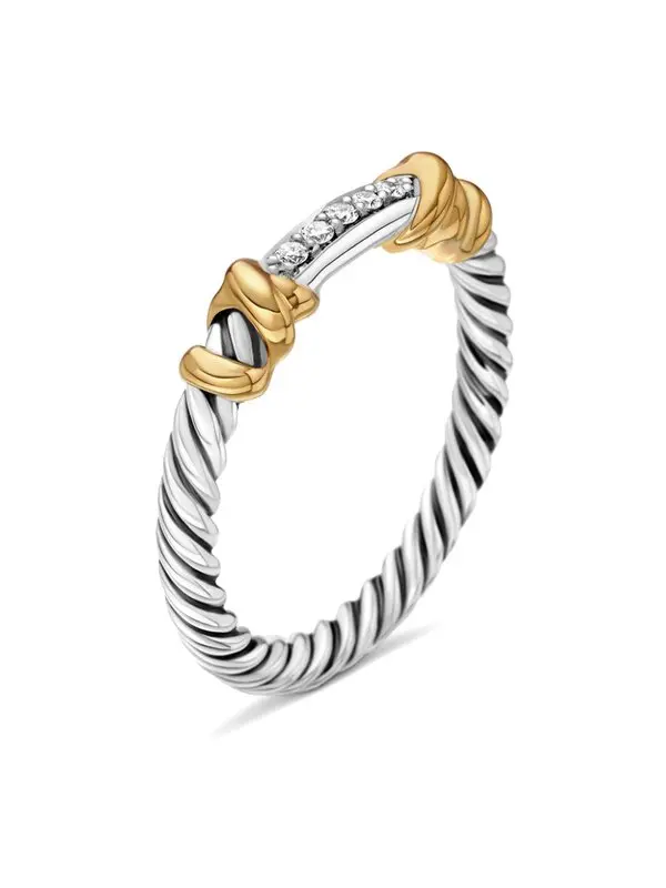 David Yurman 18kt Yellow Gold And Sterling Diamond Ring - Silver