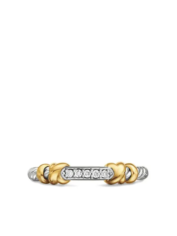 David Yurman 18kt Yellow Gold And Sterling Diamond Ring - Silver