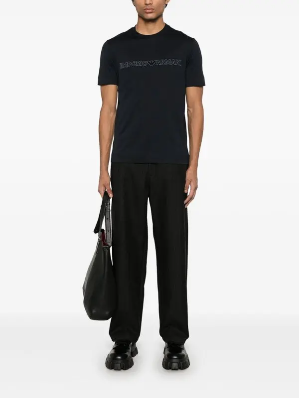 Emporio Armani Logo-embroidered T-shirt - Blue