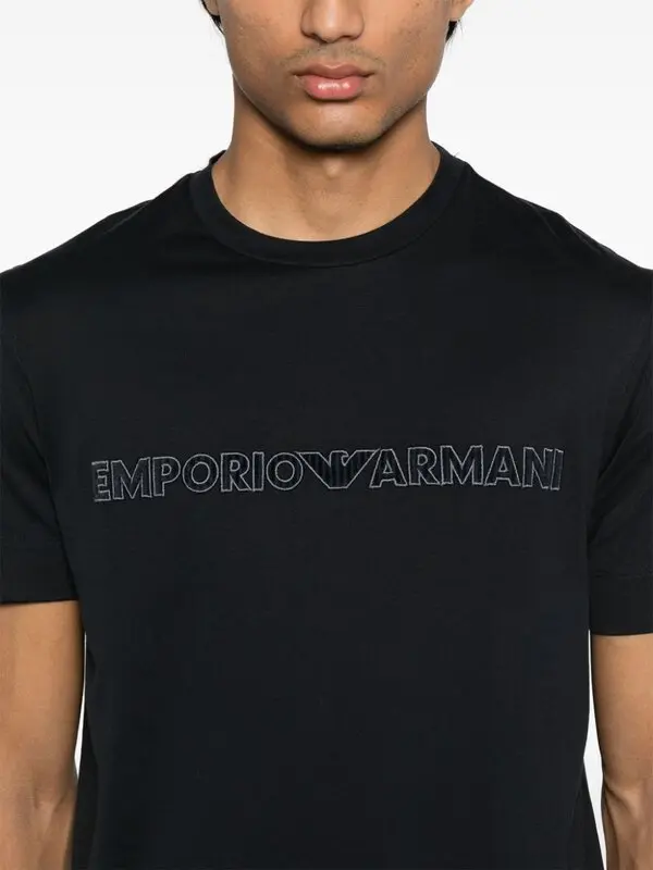 Emporio Armani Logo-embroidered T-shirt - Blue