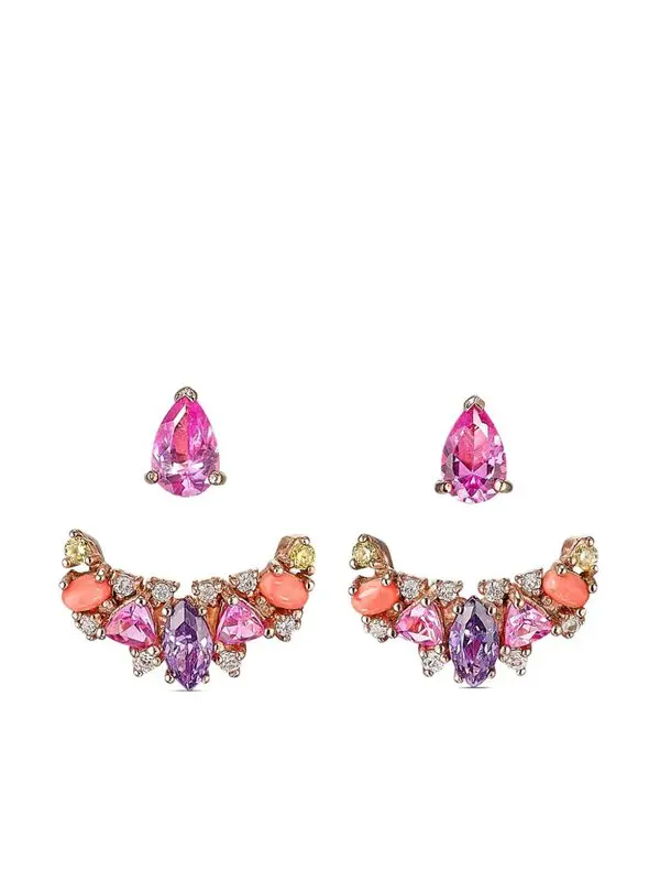 ANABELA CHAN 18kt Yellow Gold Twinkle Ear-jacket Earrings - Pink