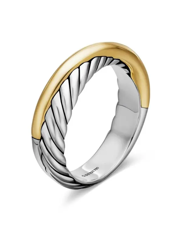 David Yurman 18kt Yellow Gold And Sterling Crossover Band Ring