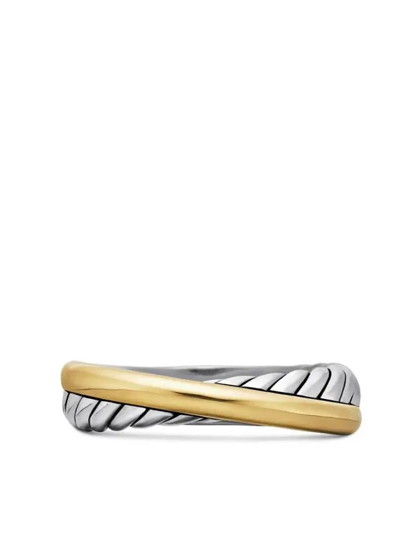 David Yurman 18kt Yellow Gold And Sterling Crossover Band Ring