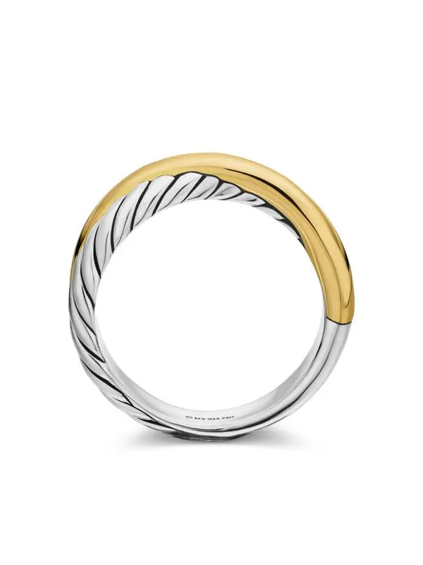 David Yurman 18kt Yellow Gold And Sterling Crossover Band Ring