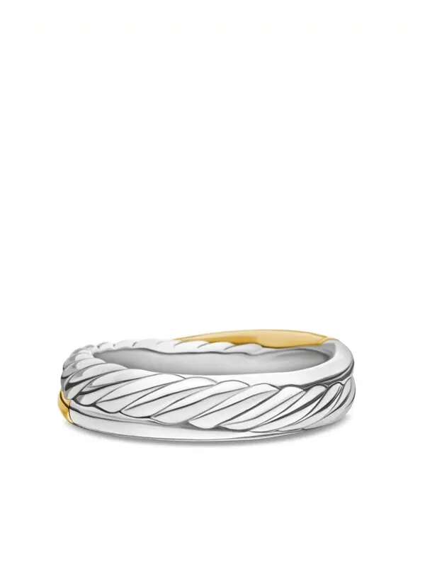 David Yurman 18kt Yellow Gold And Sterling Crossover Band Ring