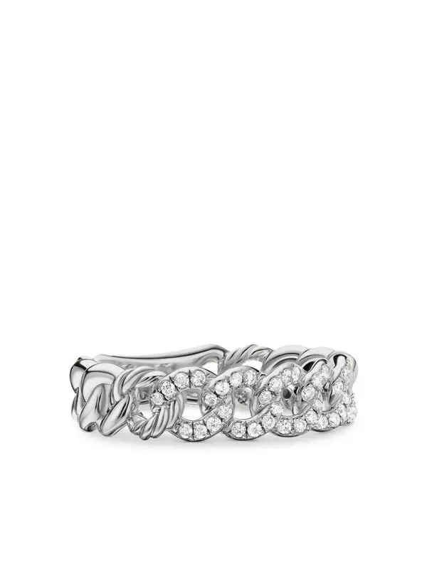 David Yurman Sterling Belmont Curb Link Diamond Ring - Silver