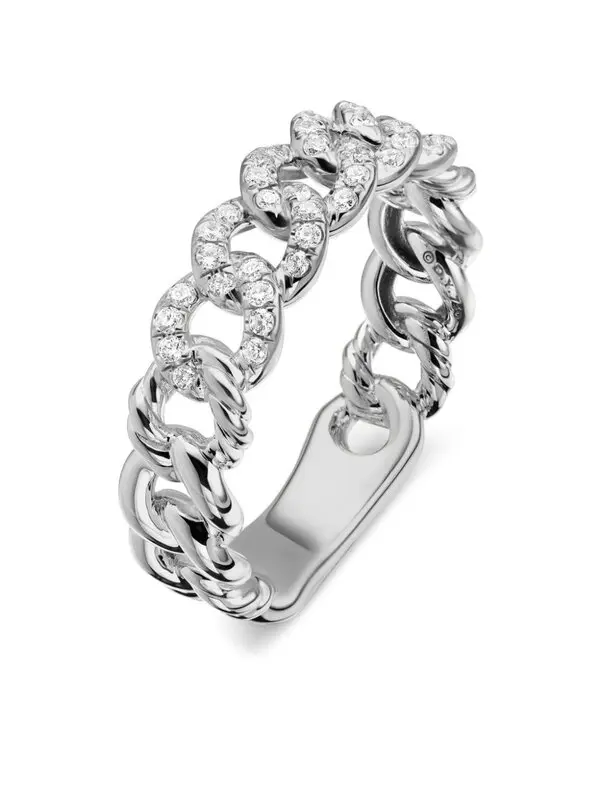 David Yurman Sterling Belmont Curb Link Diamond Ring - Silver