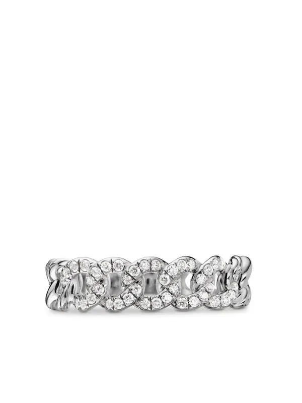 David Yurman Sterling Belmont Curb Link Diamond Ring - Silver