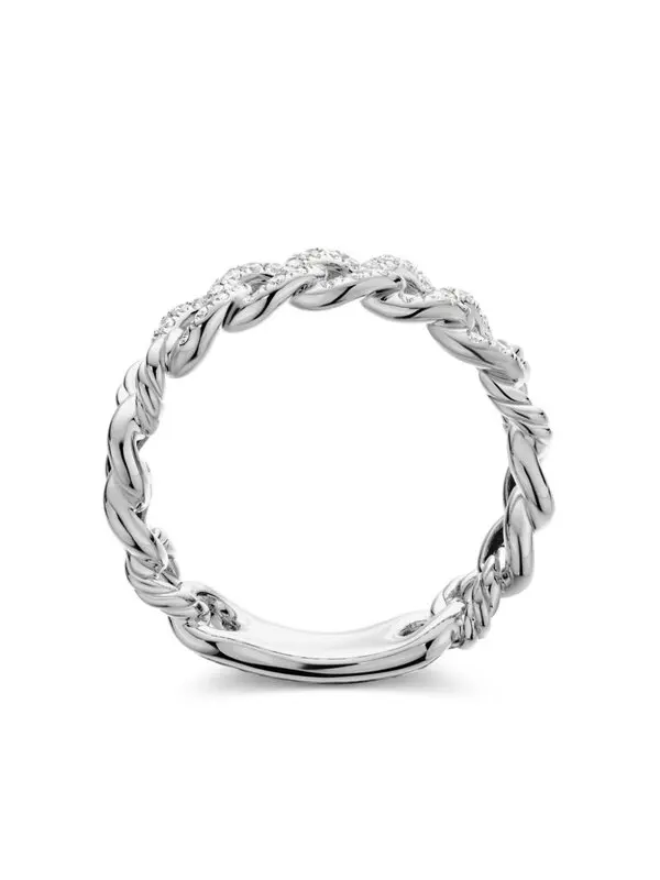 David Yurman Sterling Belmont Curb Link Diamond Ring - Silver