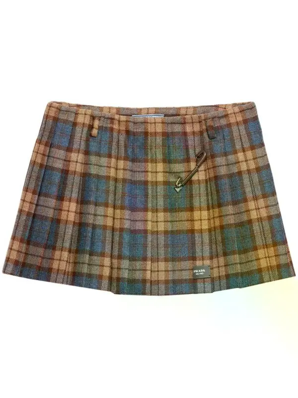 Prada Checked Wool Mini Skirt