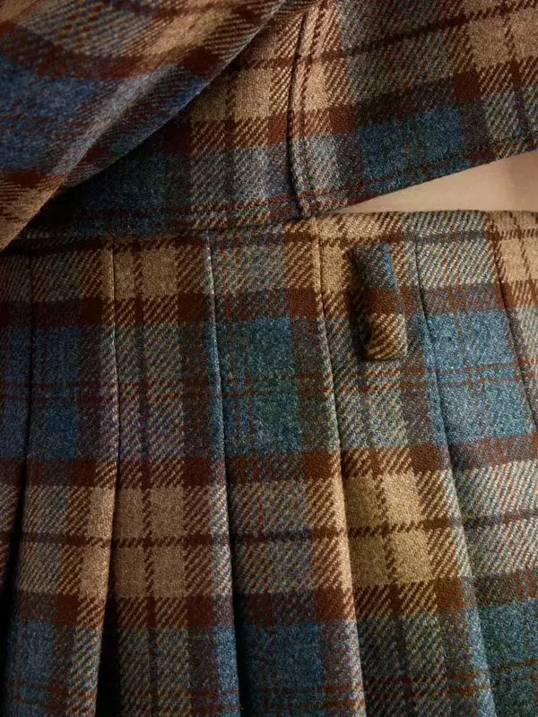 Prada Checked Wool Mini Skirt