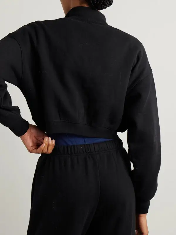 SKIMS Cropped Cotton-blend Jersey Half-zip Sweater
