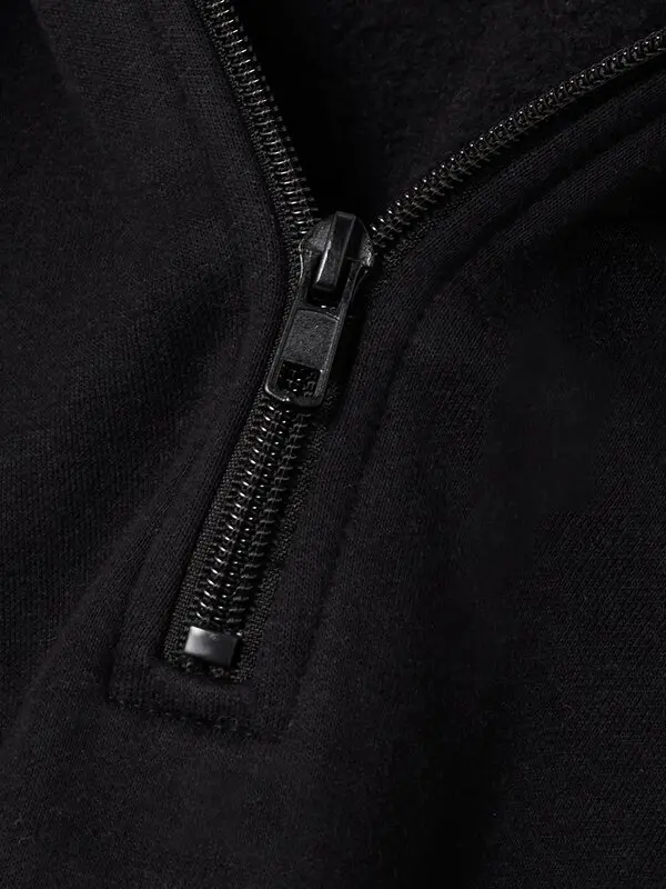 SKIMS Cropped Cotton-blend Jersey Half-zip Sweater