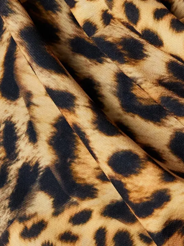 Norma Kamali Cayla Ruched Leopard-print Gown