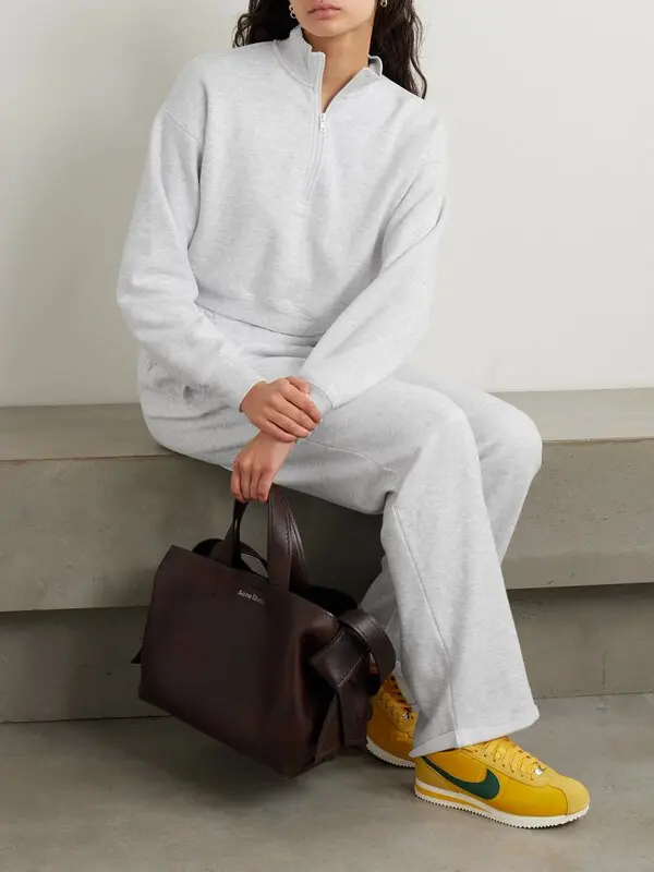 SKIMS Cropped Cotton-blend Jersey Half-zip Sweater