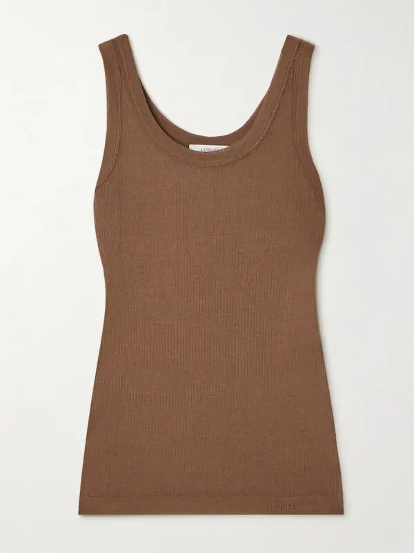 LEMAIRE Ribbed-knit Tank - Brown