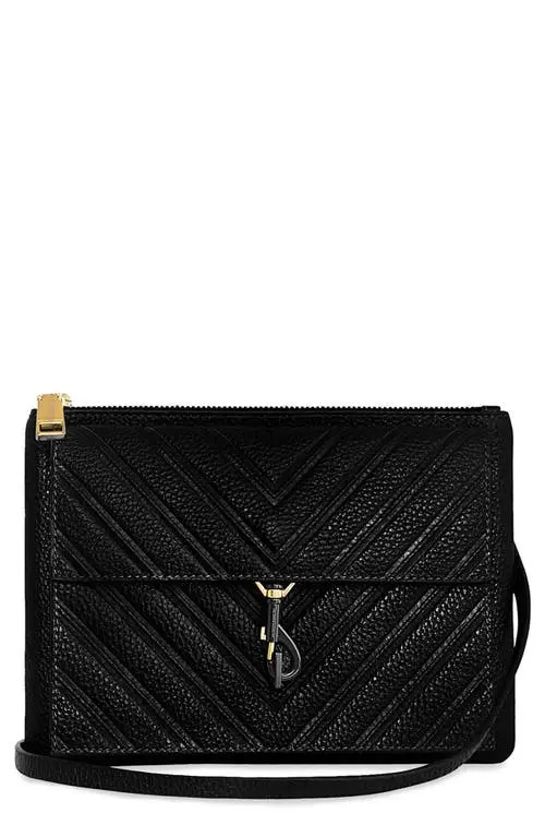 Rebecca Minkoff Edie Chevron Embossed Leather Crossbody Bag - Black