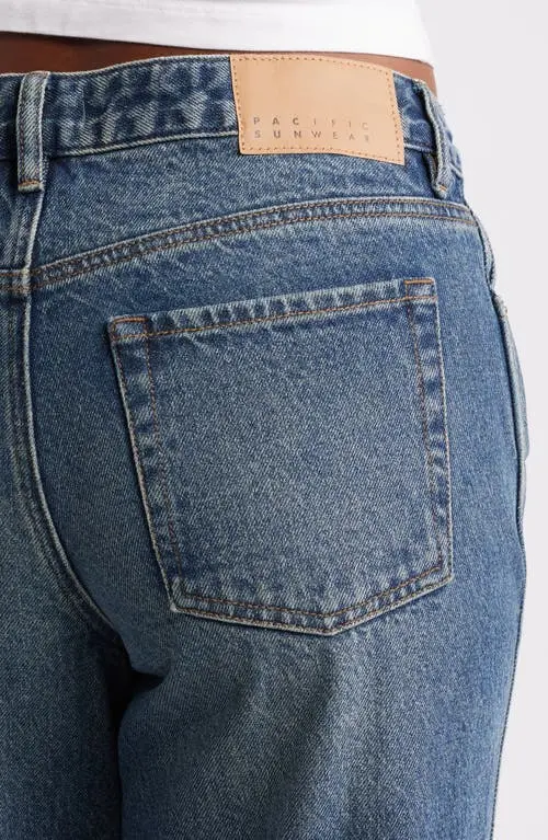 PACSUN Mellow Low Rise Baggy Wide Leg Jeans - Medium Indigo