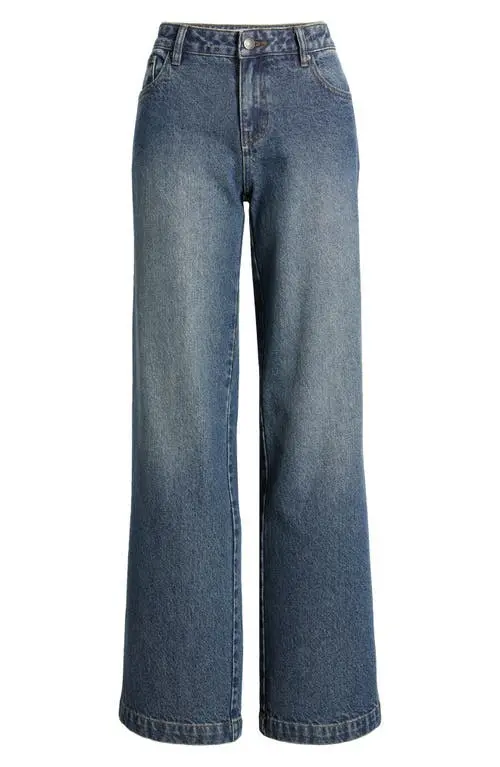 PACSUN Mellow Low Rise Baggy Wide Leg Jeans - Medium Indigo