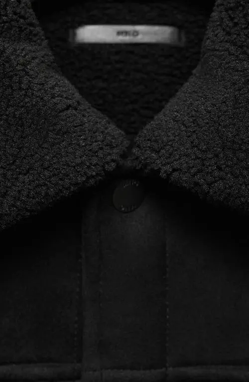 Mango Faux Shearling Jacket - Black