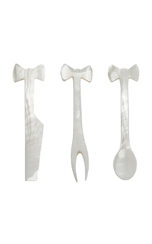 GOHAR WORLD Set-of-three Bow Mother Of Pearl Serving Set N/a - N,a