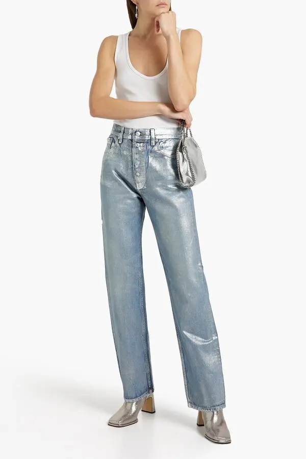 EB DENIM Metallic Straight-leg High-rise Jeans