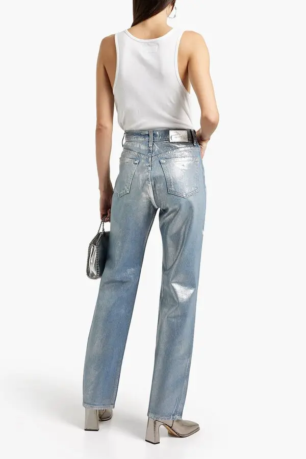 EB DENIM Metallic Straight-leg High-rise Jeans