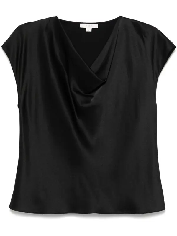 Vince Silk Cowl-neck Blouse - Black