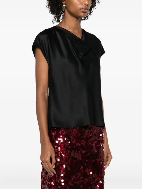 Vince Silk Cowl-neck Blouse - Black