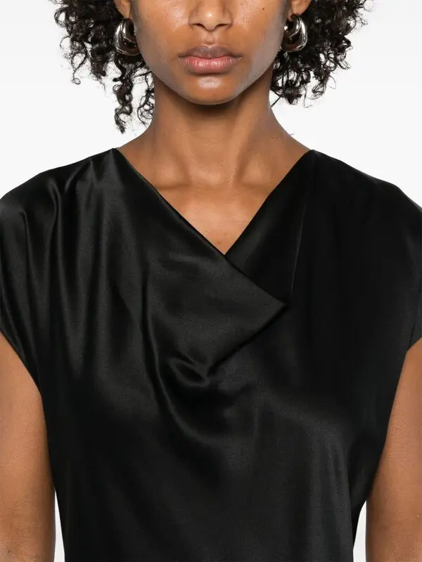 Vince Silk Cowl-neck Blouse - Black