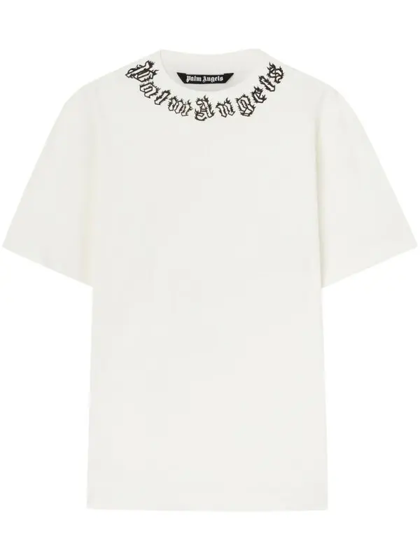 Palm Angels Neck-logo T-shirt - White