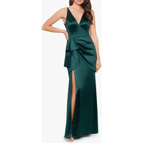 BLONDIE NITES Glam Ruffle Satin Gown