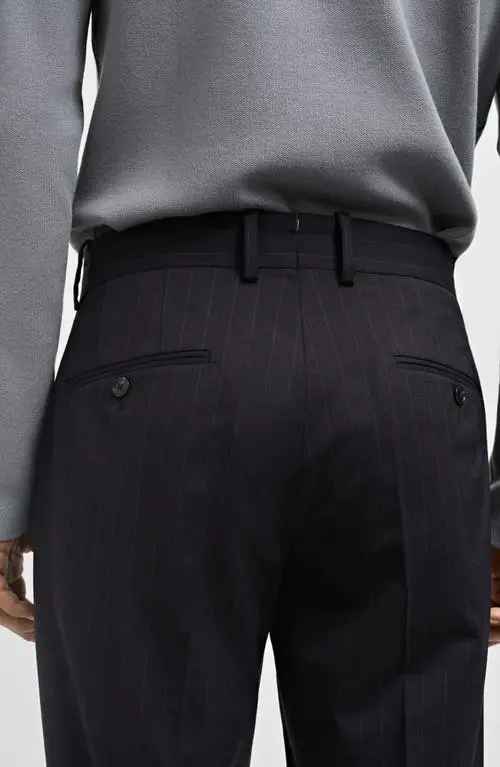 Mango Slim Fit Pinstripe Pleated Trousers