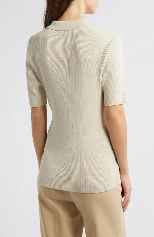 TAHARI ASL Rib Polo - Ecru
