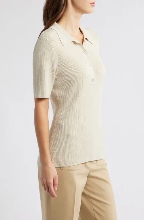 TAHARI ASL Rib Polo - Ecru
