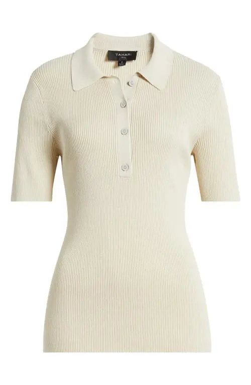 TAHARI ASL Rib Polo - Ecru