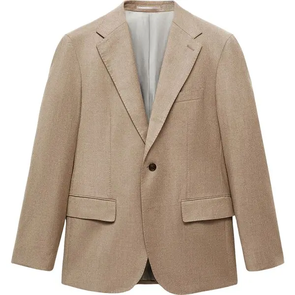 Mango Slim Fit Virgin Wool Suit Blazer - Medium Brown