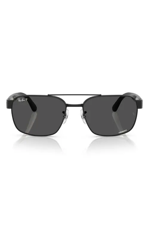 Ray-ban Chromance 58mm Polarized Square Sunglasses - Black