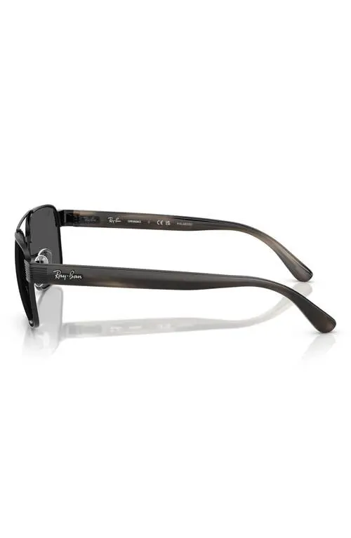 Ray-ban Chromance 58mm Polarized Square Sunglasses - Black