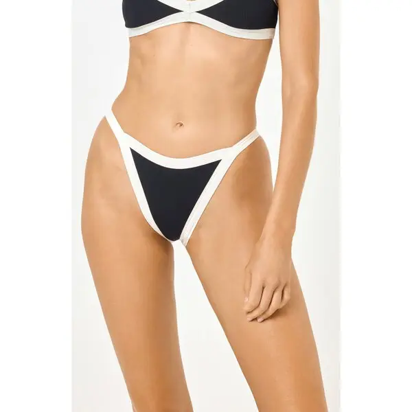 L*Space Mackenzie Full Bikini Bottom - Black/ Cream