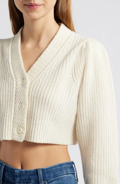 LoveShackFancy Avignon Wool & Cashmere Crop Cardigan - Ivory