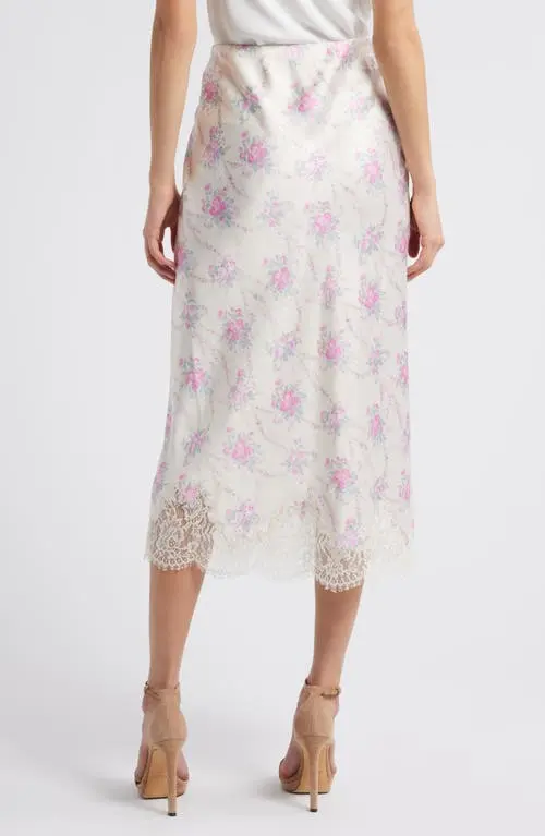 LoveShackFancy Malina Floral Lace Hem Skirt - Rose Picnic