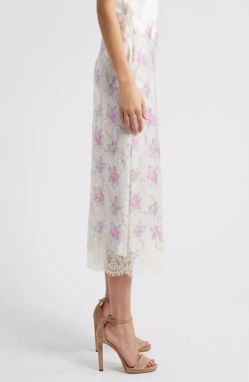 LoveShackFancy Malina Floral Lace Hem Skirt - Rose Picnic
