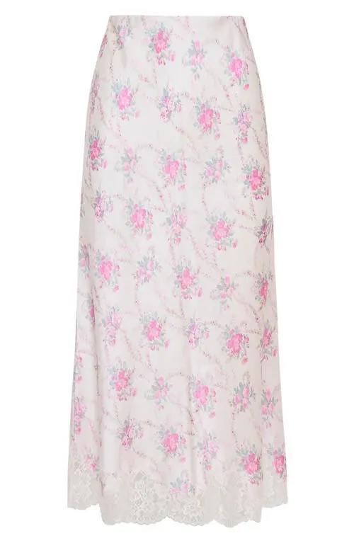 LoveShackFancy Malina Floral Lace Hem Skirt - Rose Picnic