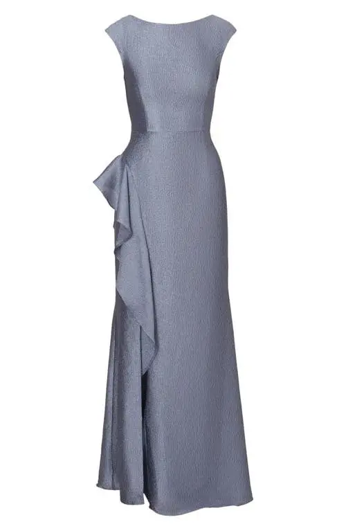 adrianna papell cascade ruffle evening dress ADRIANNA PAPELL AD5E212110 RUFFLE FLOUNCE CREPE GOWN main image 0