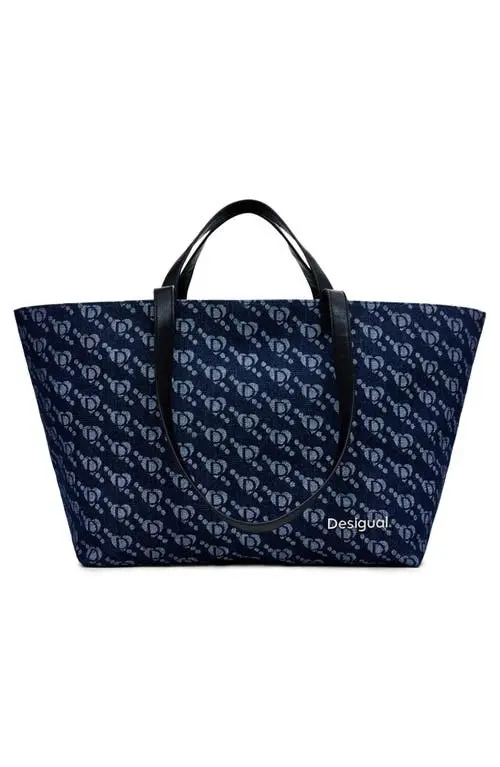 Desigual Arco Logo Denim Tote - Blue