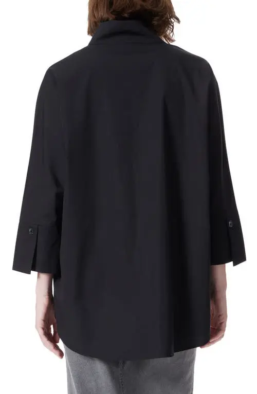 DO BY DEE OCLEPPO Three-quarter Sleeve Popover Top - Black