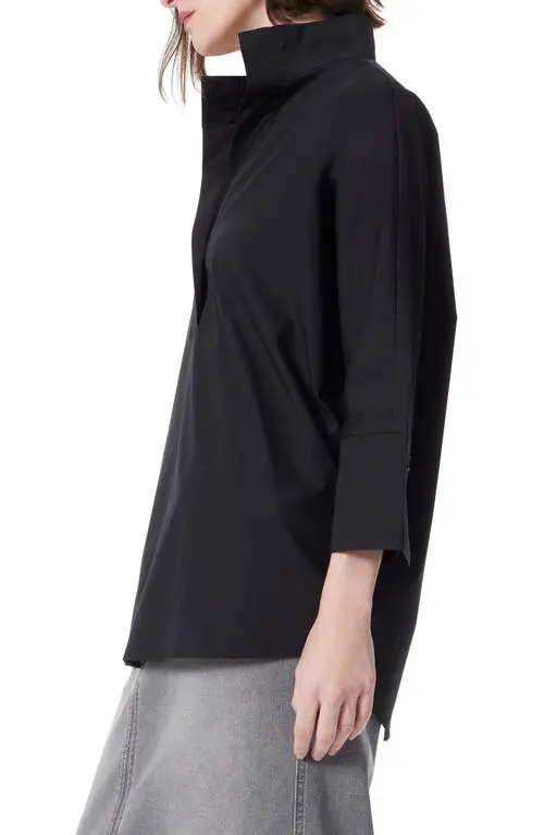 DO BY DEE OCLEPPO Three-quarter Sleeve Popover Top - Black